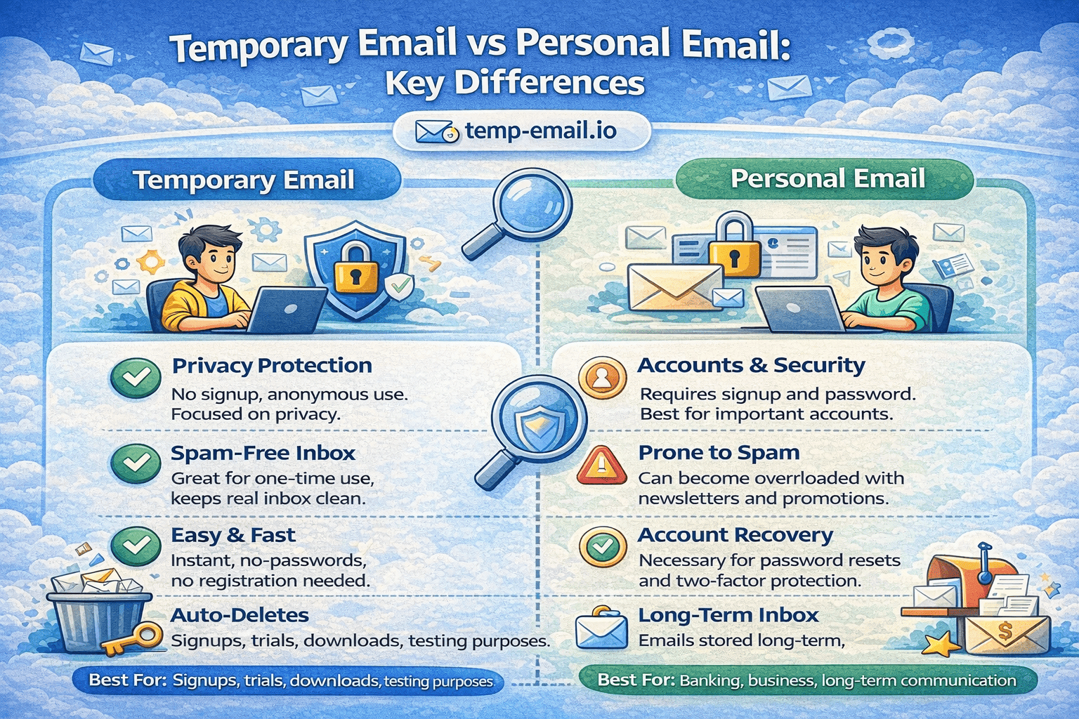 Temporary Email vs Personal Email: Key Differences Explained | Temp Email